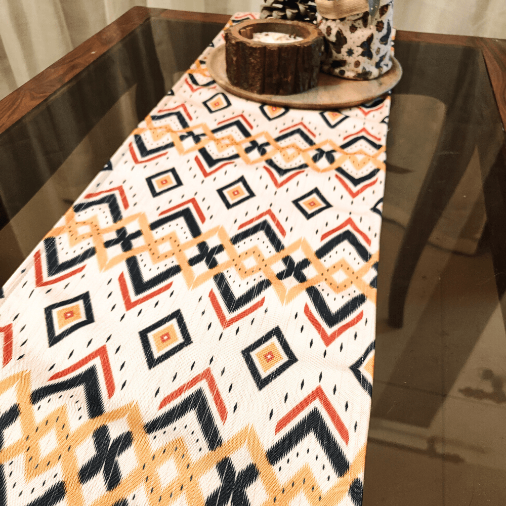 Ikat Dreams: 12X72 Inches Dining Table Runner with Vibrant Ikat Print ...