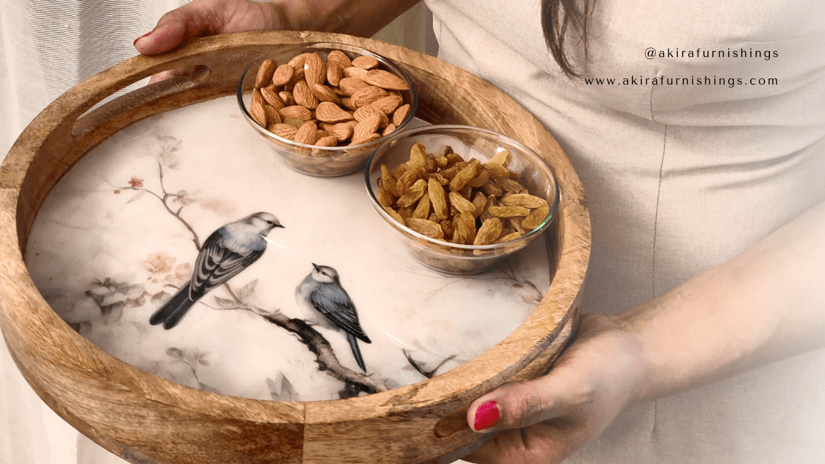 Sunflower Bloom Design: Handcrafted Wooden Serving Tray 14 Inches ...